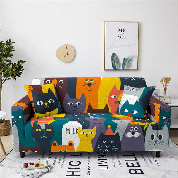 Colorful Cats Sofa Cover - Super Kitty Cats