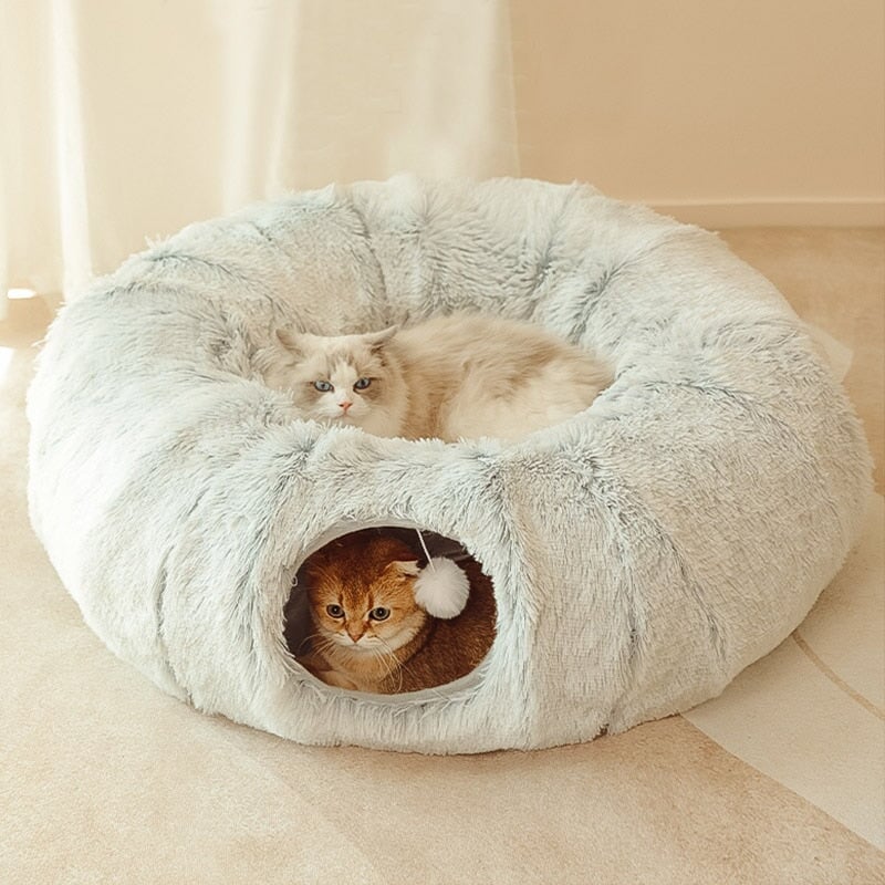 Fuzzy Cat Bed and Tunnel - Super Kitty Cats