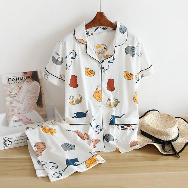 Sleepy Cat Sleepwear Set - Super Kitty Cats